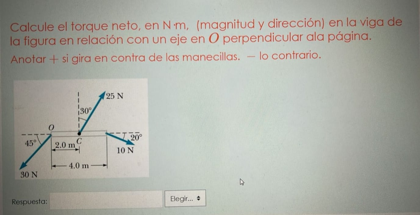 Solved Calcule el torque neto, en N·m, (magnitud y | Chegg.com