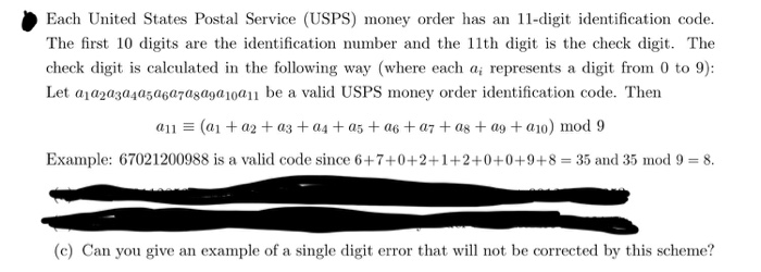 Solved Each United States Postal Service (USPS) money order | Chegg.com