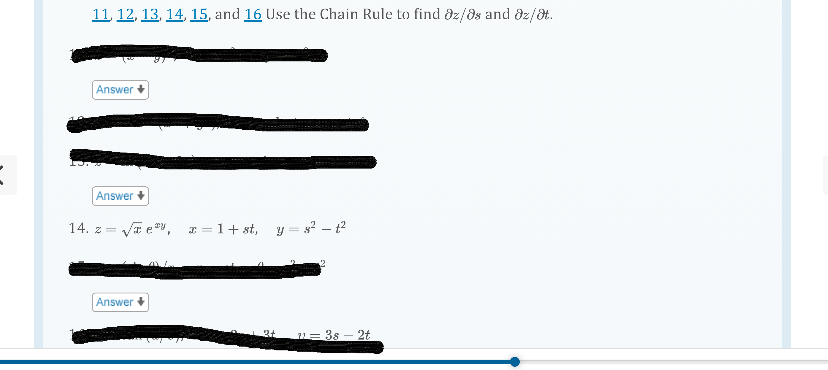 Solved 11, 12, 13, 14, 15, and 16 Use the Chain Rule to find | Chegg.com