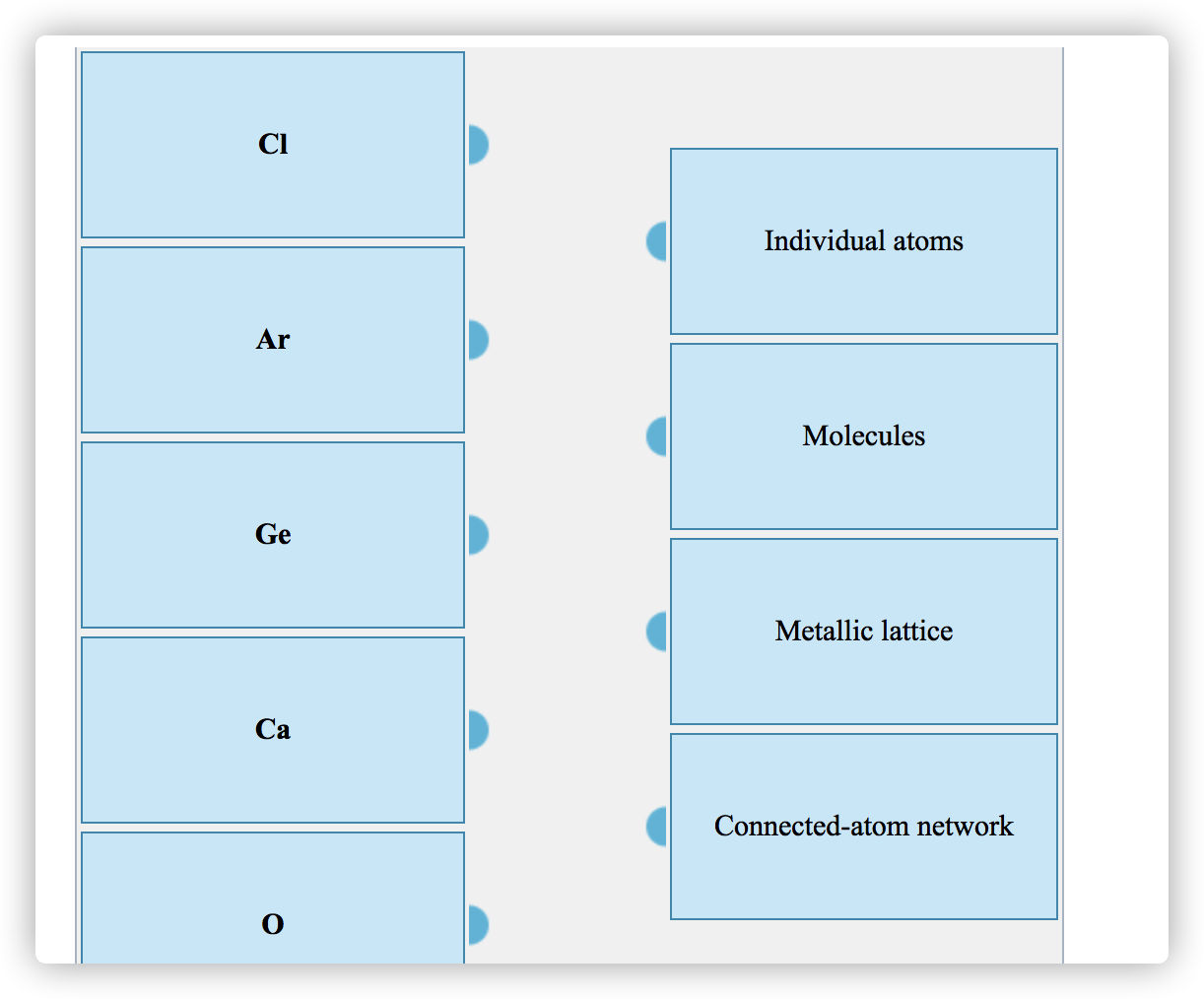 Solved CI Individual atoms Ar Molecules Ge Metallic lattice | Chegg.com
