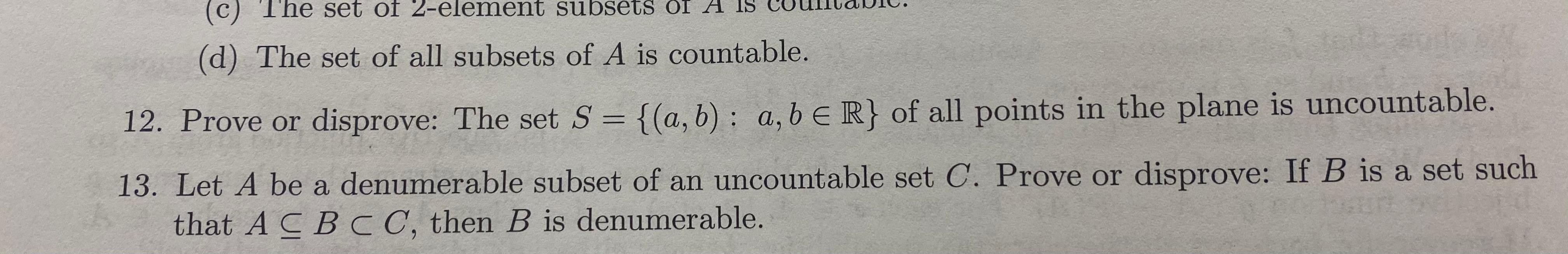 Solved (C) The set of 2-element subsets Of A IS (d) The set | Chegg.com