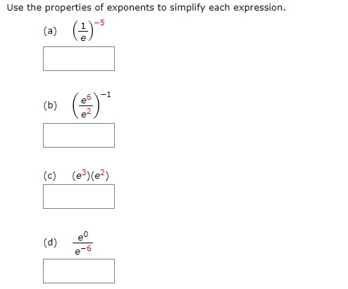 Solved Use the properties of exponents to simplify each | Chegg.com