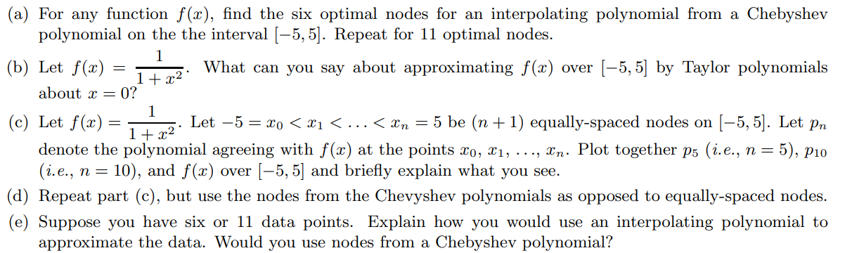 Solved 1 (a) For any function f(x), find the six optimal | Chegg.com