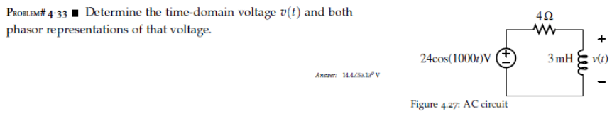 Solved 492 Problem# 4:33 1 Determine the time-domain voltage | Chegg.com