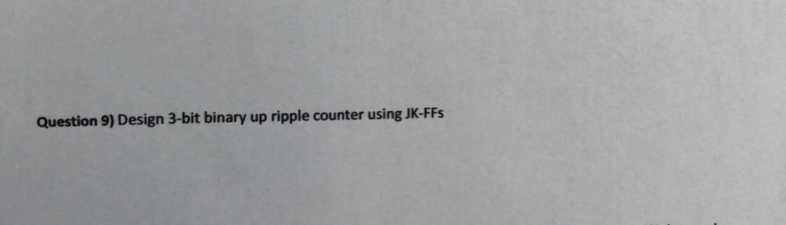 Solved Question 9) Design 3-bit binary up ripple counter | Chegg.com