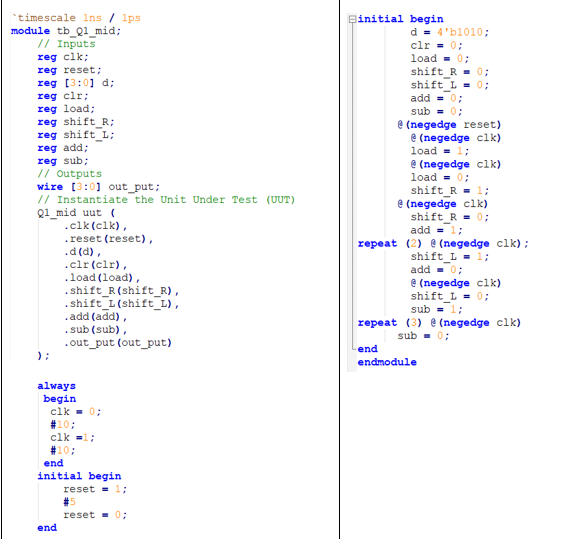 Solved The test bench code of part (a) is shown | Chegg.com