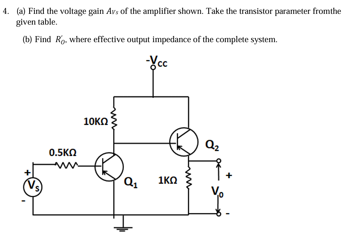 Solved (a) ﻿Find the voltage gain Avs of the amplifier | Chegg.com