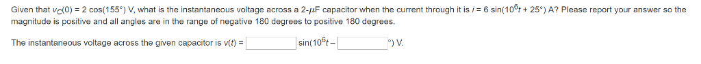 Solved Given that vc 0 -2 cos 155 V, what is the | Chegg.com