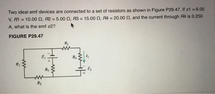 Solved Two ideal emf devices are connected to a set of | Chegg.com