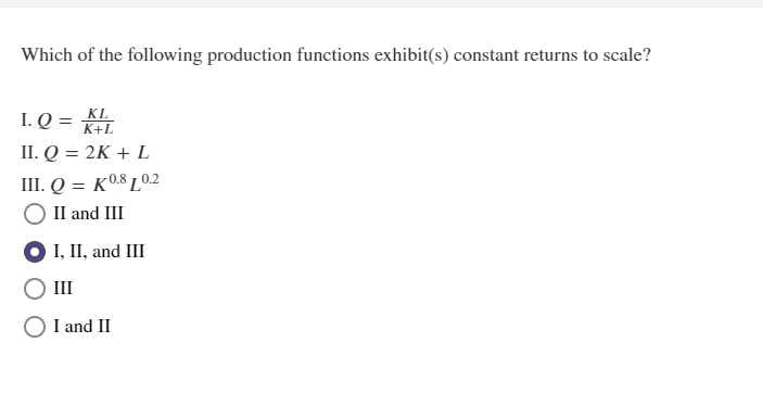 Solved Which of the following production functions | Chegg.com
