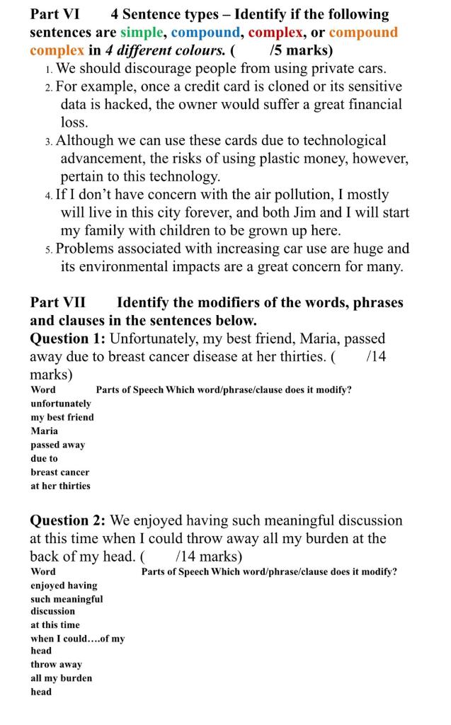 Solved Part II Article/Determiner - Choose the most | Chegg.com