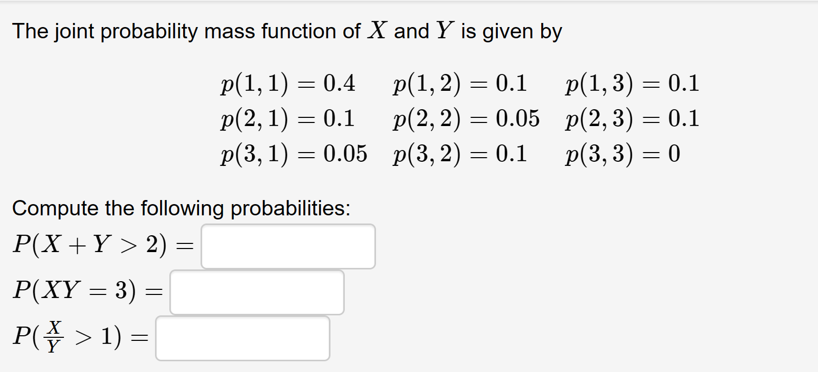 Solved The joint probability mass function of X and Y is | Chegg.com