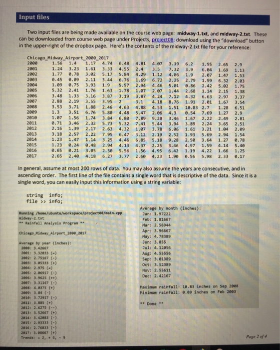 Solved Rainfall analysis The goal is to write a complete Ctt | Chegg.com