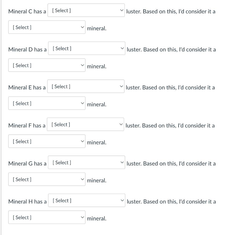 Solved ANSWER CHOICES FOR THE FIRST PART: WAXY GLASSY OR | Chegg.com