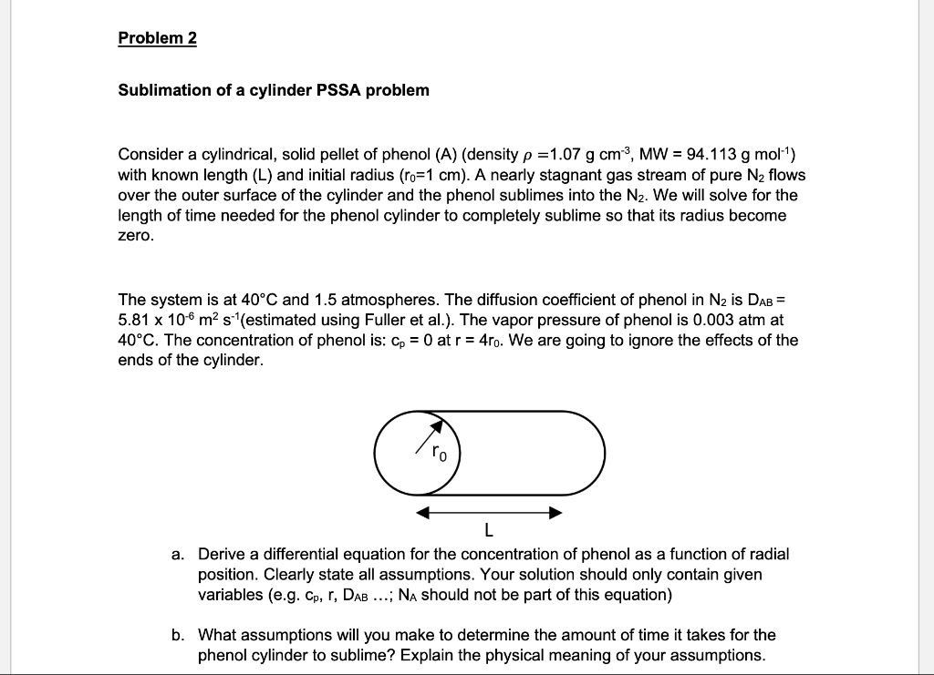 Solved Consider a cylindrical, solid pellet of phenol (A) | Chegg.com