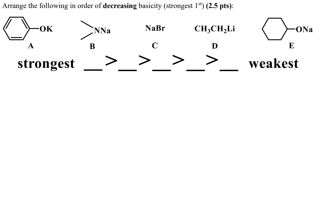 Solved Arrange the following in order of decreasing basicity | Chegg.com