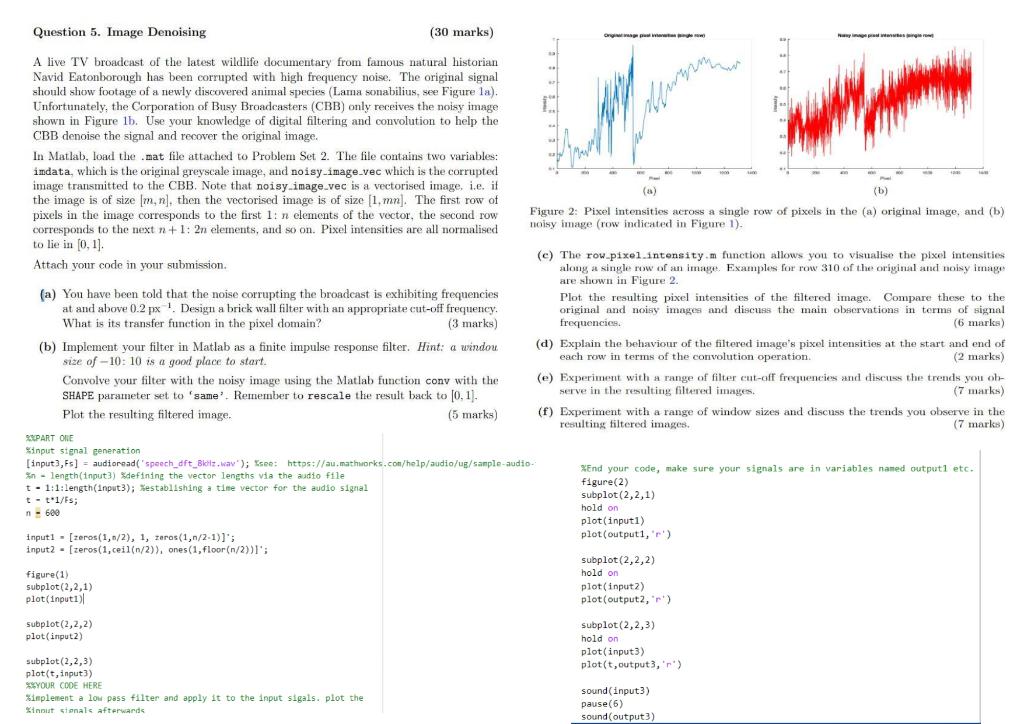 Solved Question 5. Image Denoising (30 marks) A live TV | Chegg.com