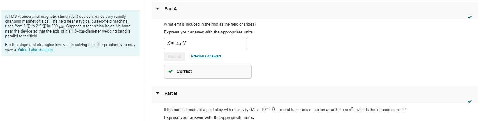 Solved A TMS (transcranial magnetic stimulation) ﻿device | Chegg.com