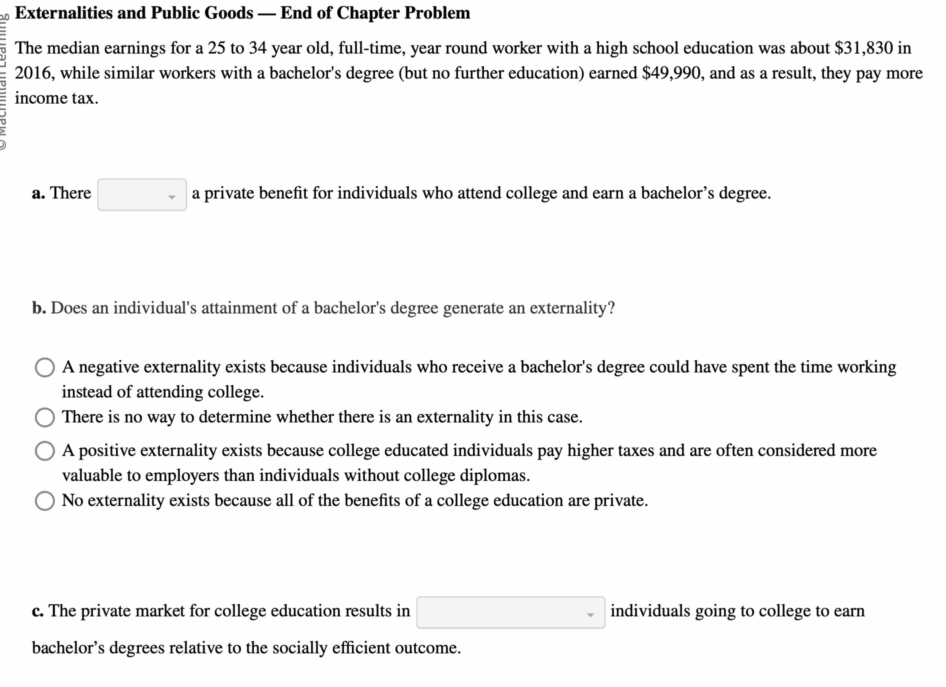 Solved Externalities and Public Goods - ﻿End of Chapter | Chegg.com