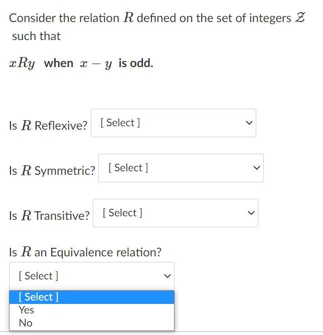 Solved Consider the relation R defined on the set of | Chegg.com