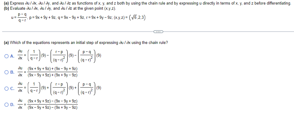Solved (a) Express ∂u/∂x,∂u/∂y, and ∂u/∂z as functions of | Chegg.com