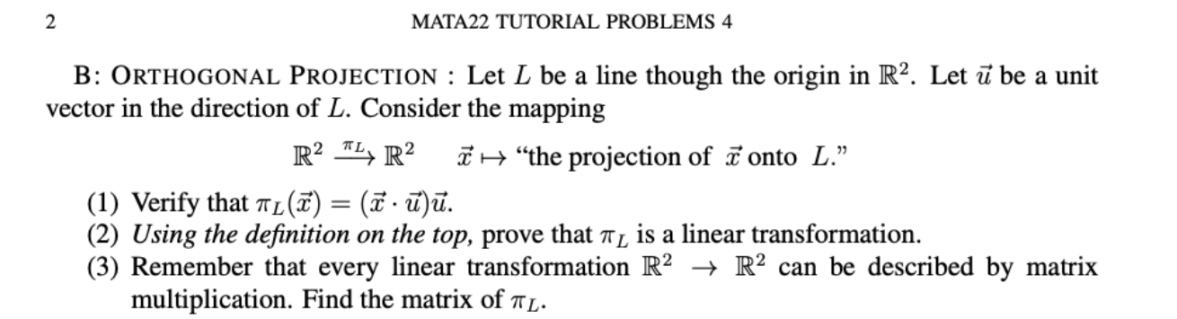 Solved 2 Mata22 Tutorial Problems 4 B Orthogonal Projection Chegg