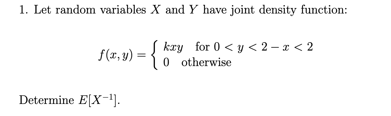 Solved 1. Let random variables X and Y have joint density | Chegg.com