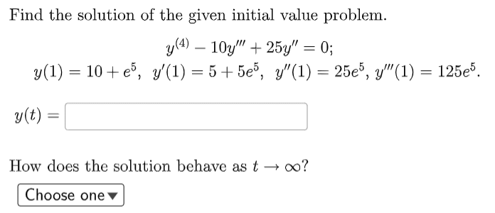 Solved Find the solution of the given initial value problem. | Chegg.com