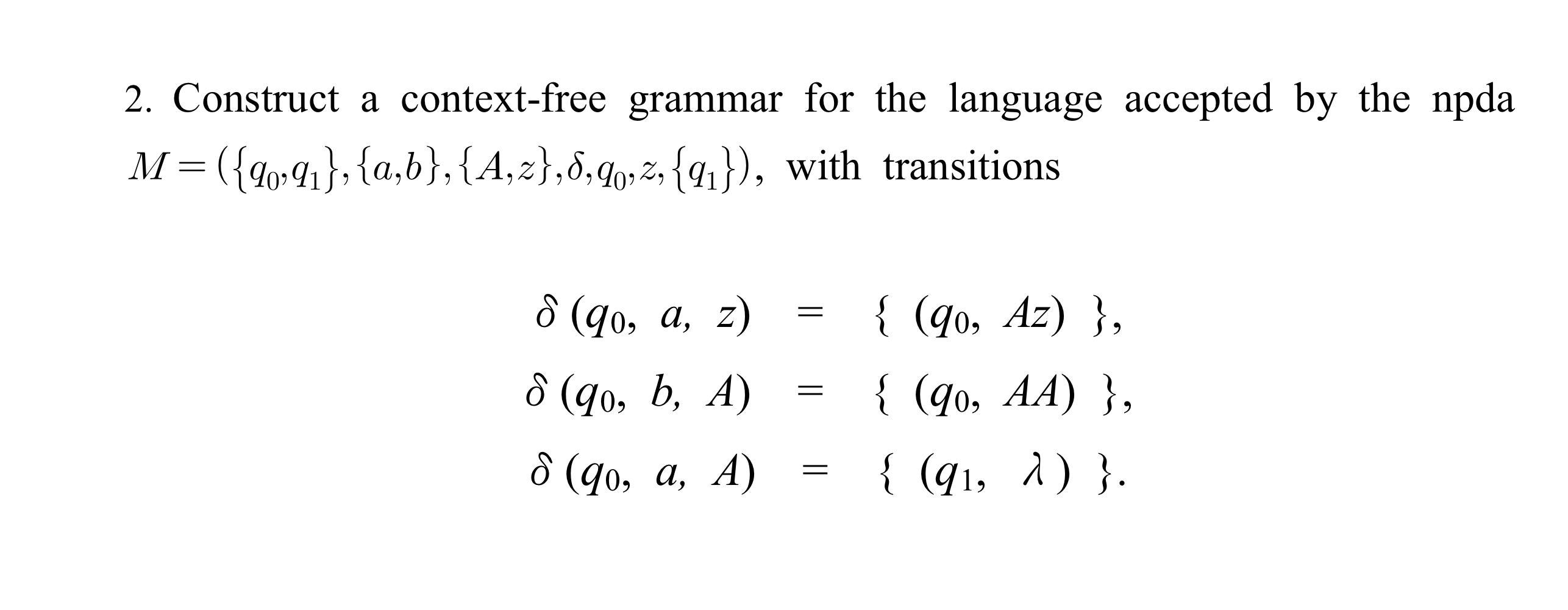 Solved 2. Construct a context-free grammar for the language | Chegg.com