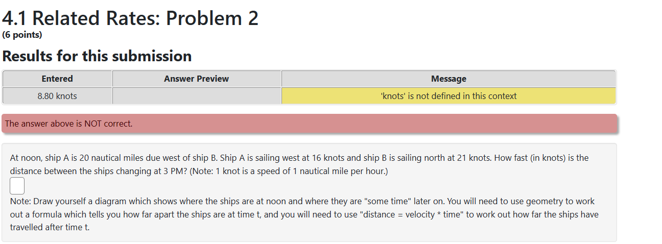 Solved 4.1 Related Rates: Problem 2 (6 points) Results for | Chegg.com