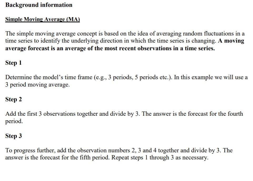 Solved Background information Simple Moving Average (MA) The | Chegg.com
