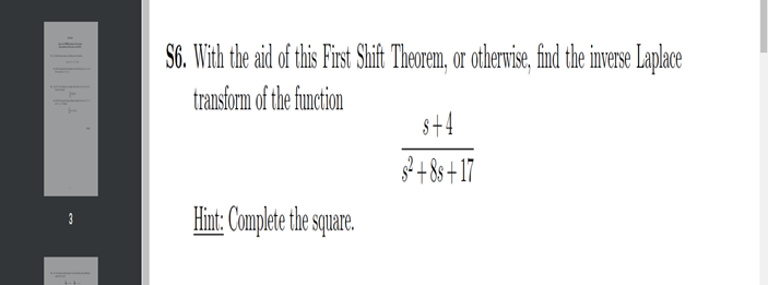 Solved S6. With the aid of this First Shift Theorem, or | Chegg.com