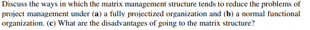 Solved Discuss the ways in which the matrix management | Chegg.com
