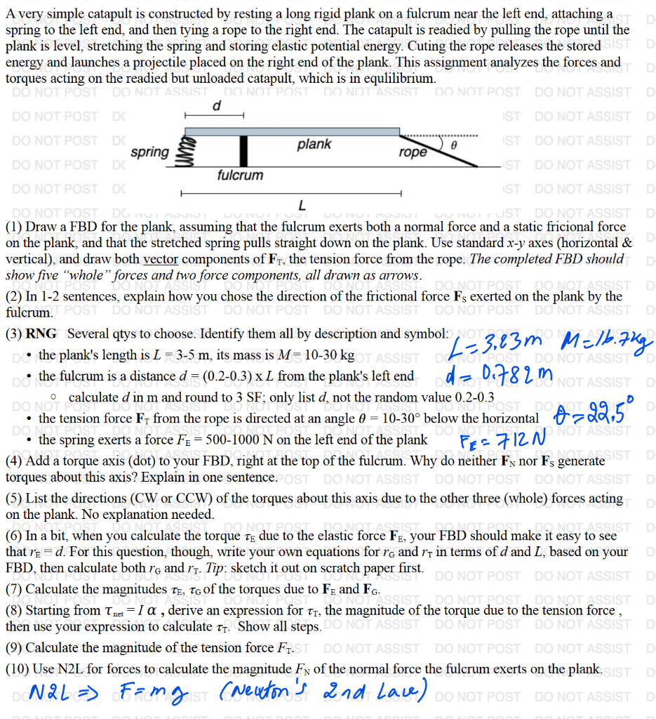 A very simple catapult is constructed by resting a | Chegg.com