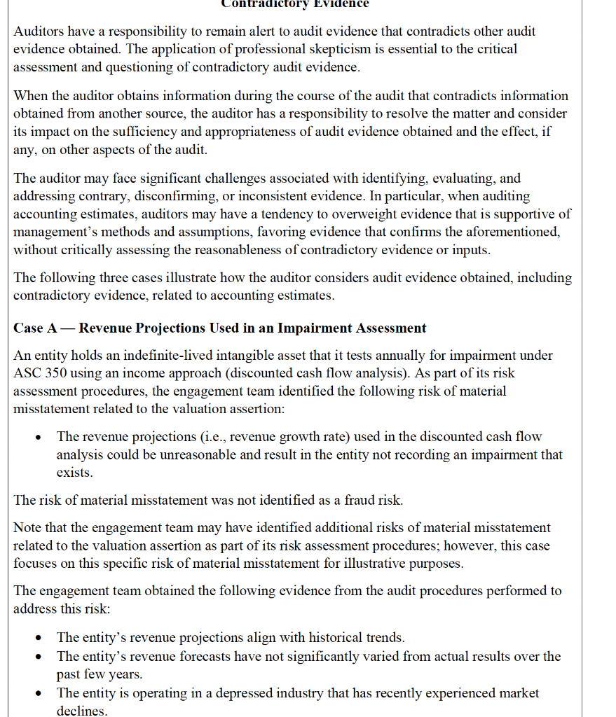 Solved ontradictory Evidence Auditors have a responsibility | Chegg.com