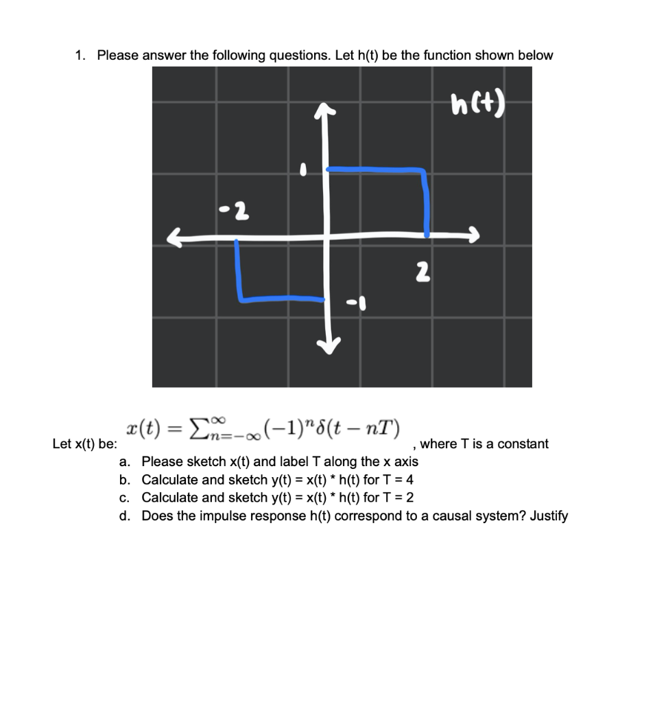 Solved Please sketch x(t) and label T along the x | Chegg.com