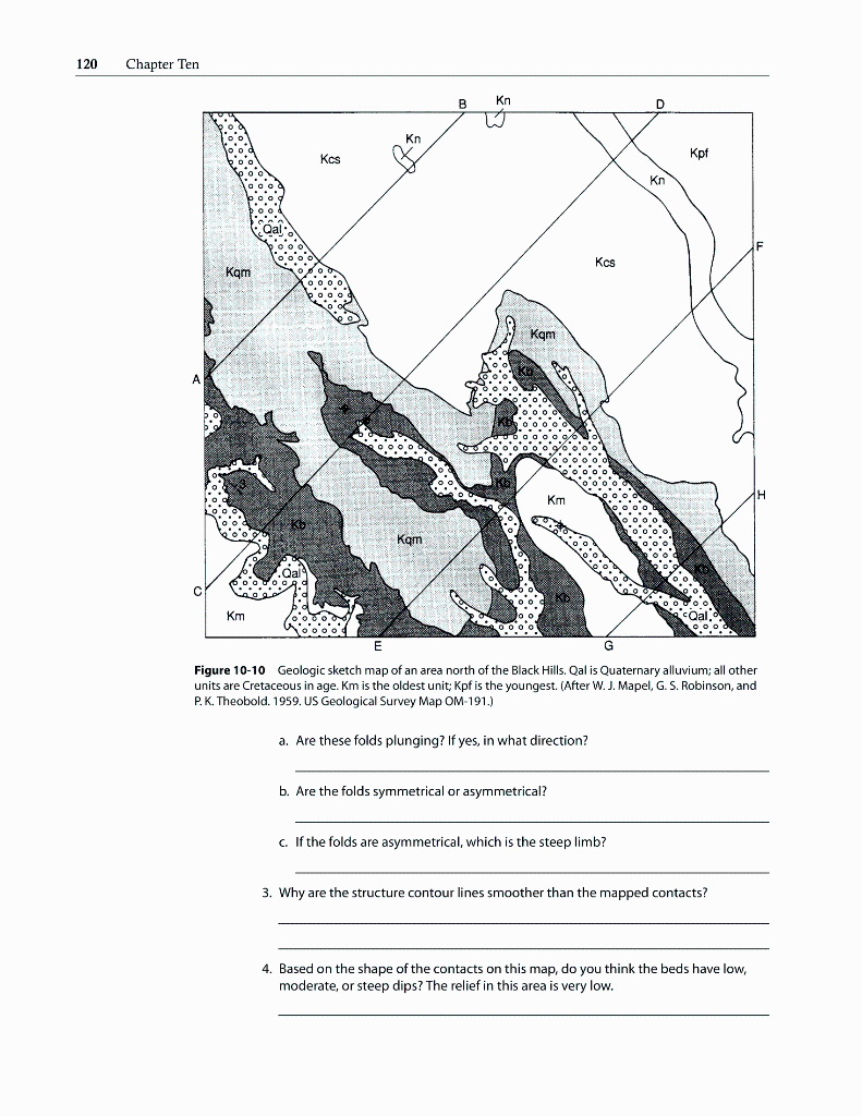 Solved Figure 10-10 Geologic sketch map of an area north of | Chegg.com