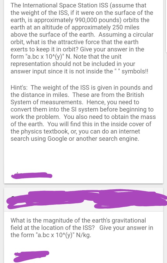 Solved The International Space Station ISS (assume that the | Chegg.com