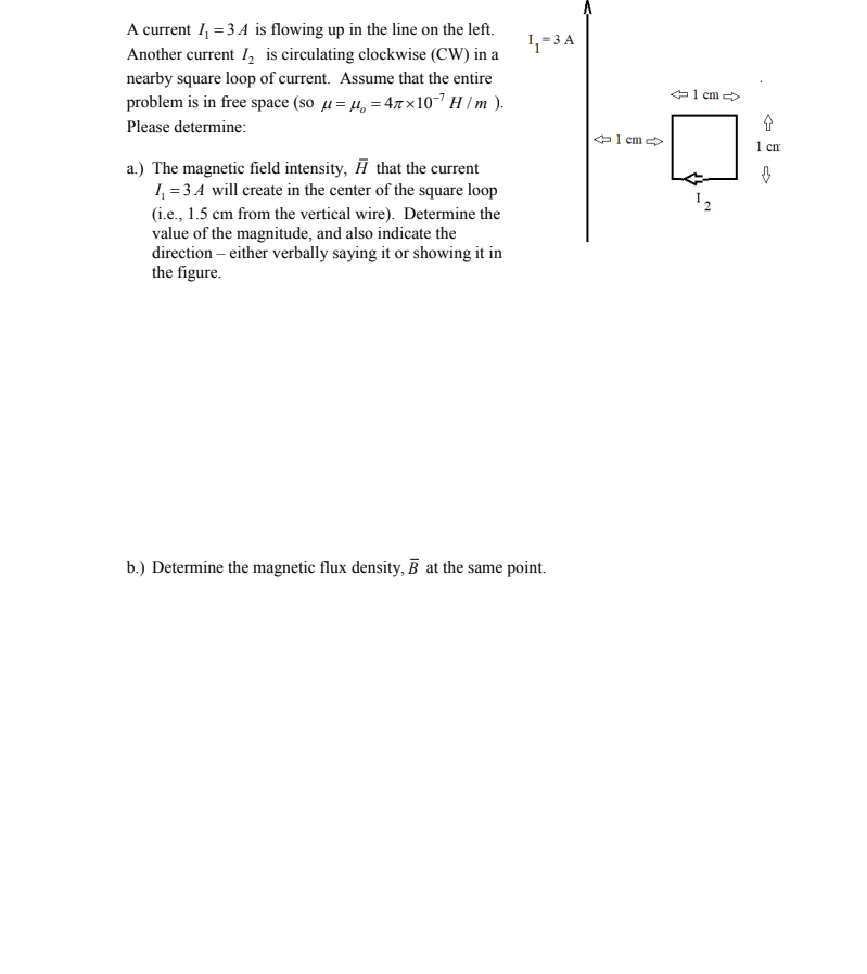 Solved 1.-3A A current 1, = 3 A is flowing up in the line on | Chegg.com