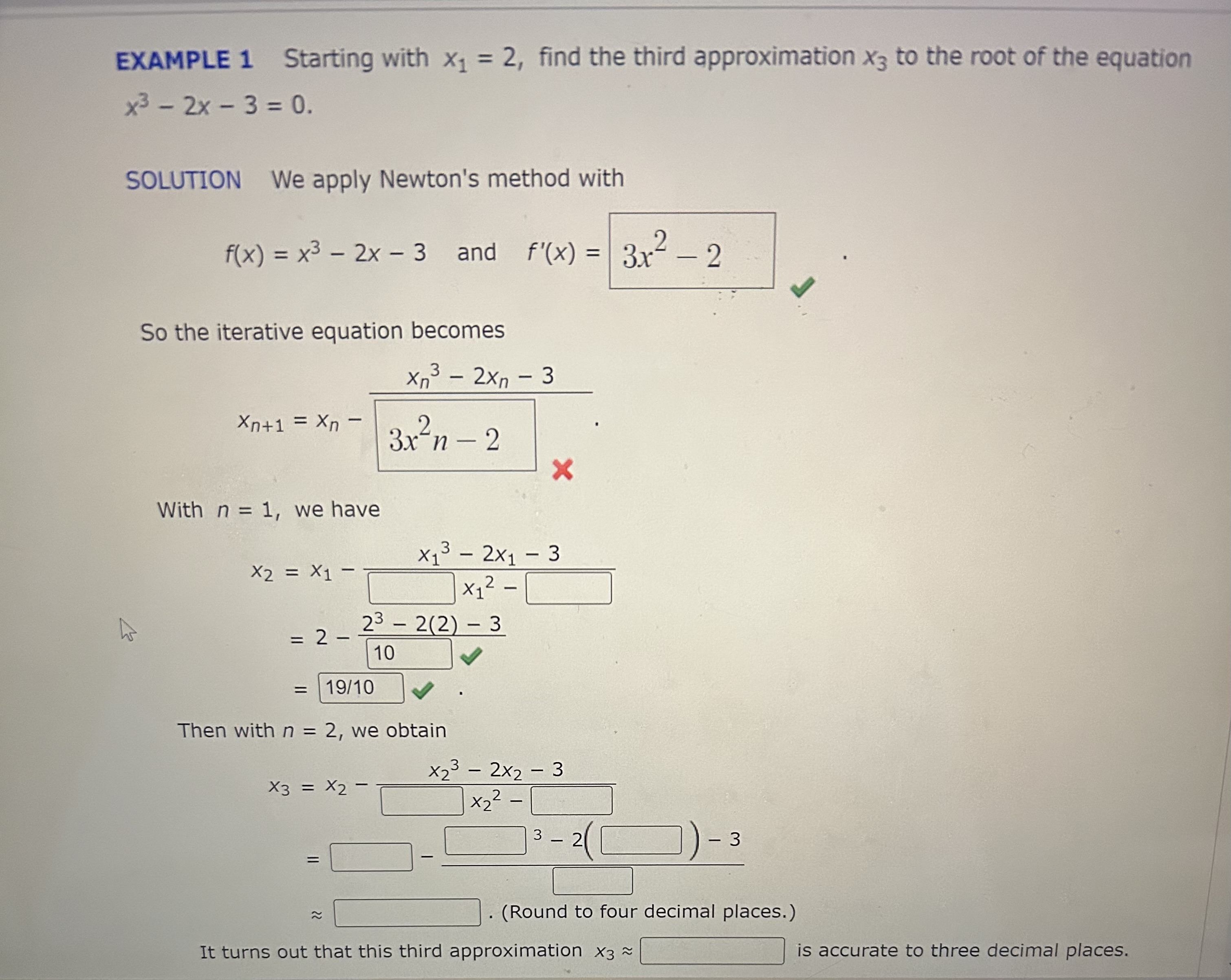 Solved EXAMPLE 1 Starting with x1=2, find the third | Chegg.com