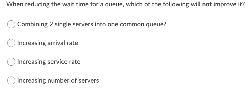 Solved When reducing the wait time for a queue, which of the | Chegg.com