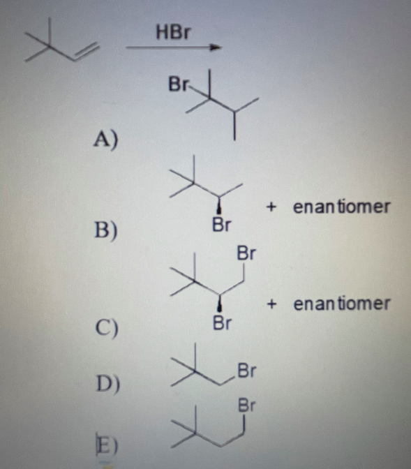 Solved The expected major product(s) of HBr addition to the | Chegg.com