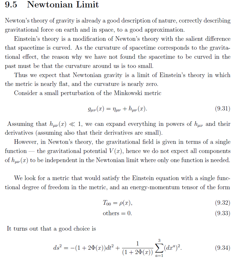 Solved 9 5 Newtonian Limit Newtons Theory Of Gravity Is