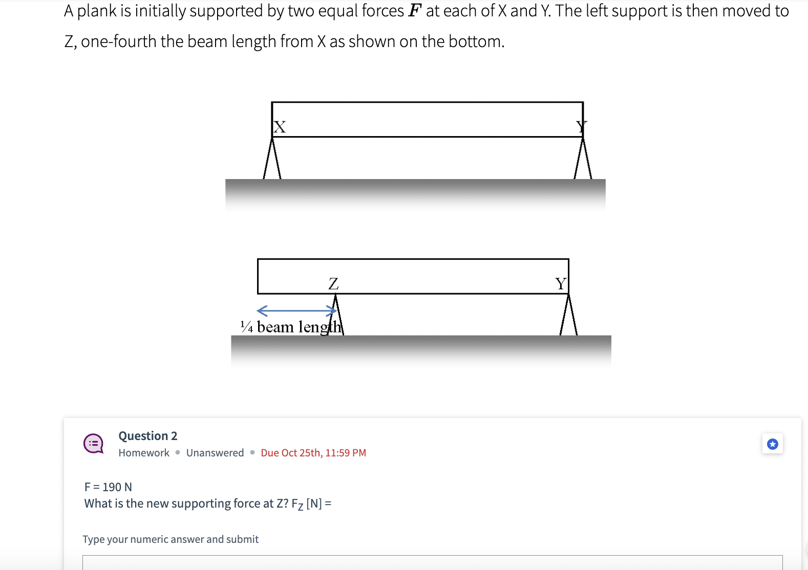 Solved A plank is initially supported by two equal forces F | Chegg.com
