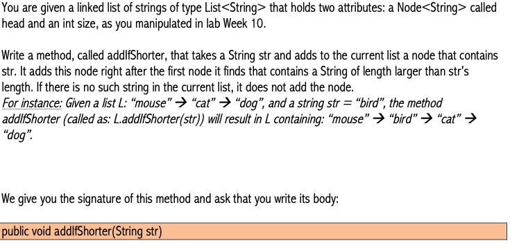 Solved You are given a linked list of strings of type List | Chegg.com