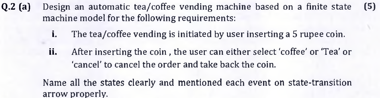 Solved Design an automatic tea/coffee vending machine based | Chegg.com