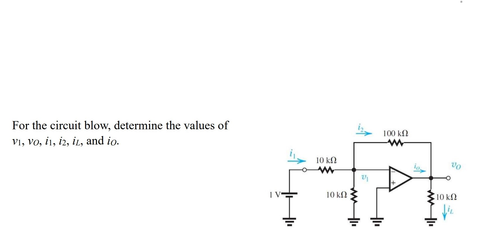 Solved For the circuit blow, determine the values of V1, vo, | Chegg.com
