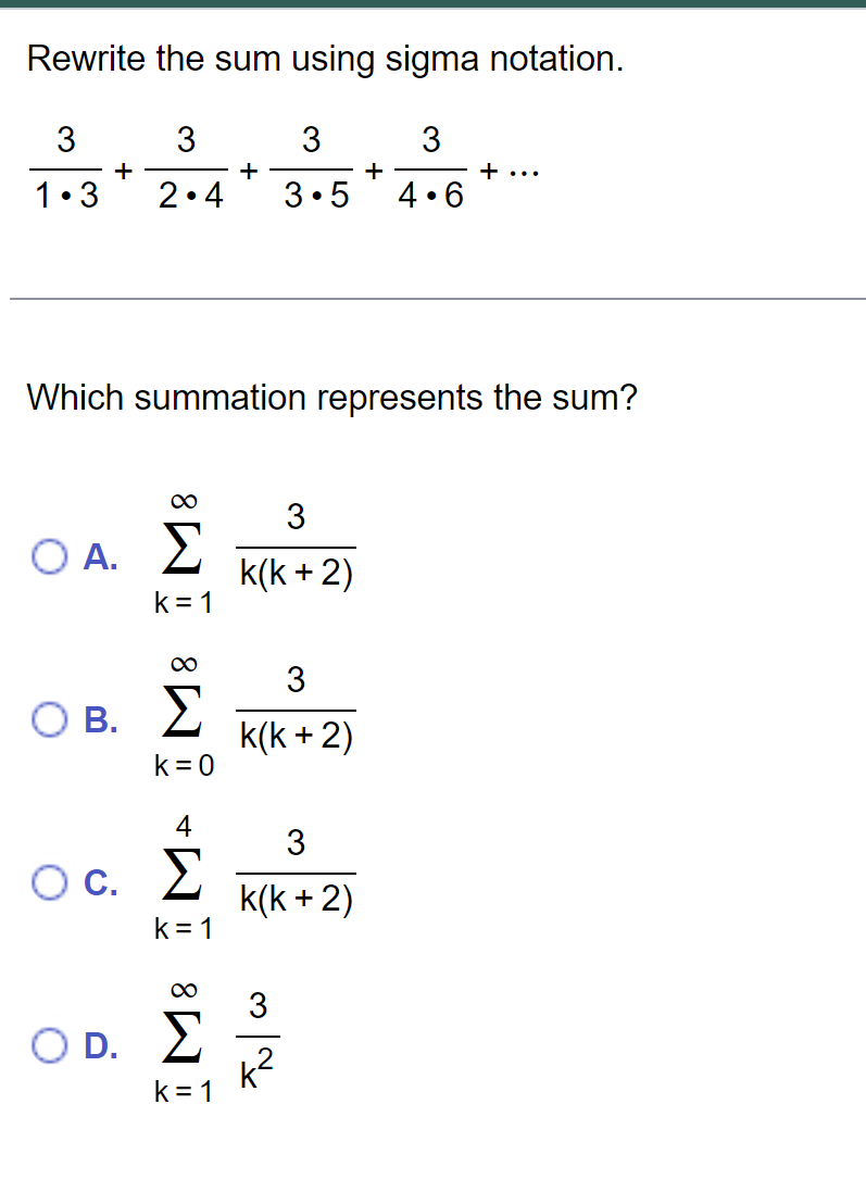 Solved Rewrite the sum using sigma notation. | Chegg.com