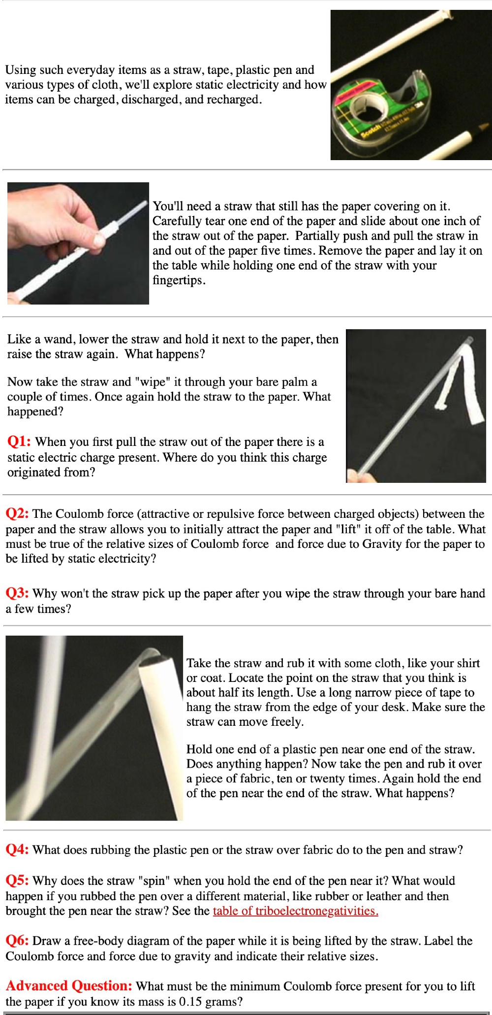 Static Electricity Investigation Part 2: Electric | Chegg.com
