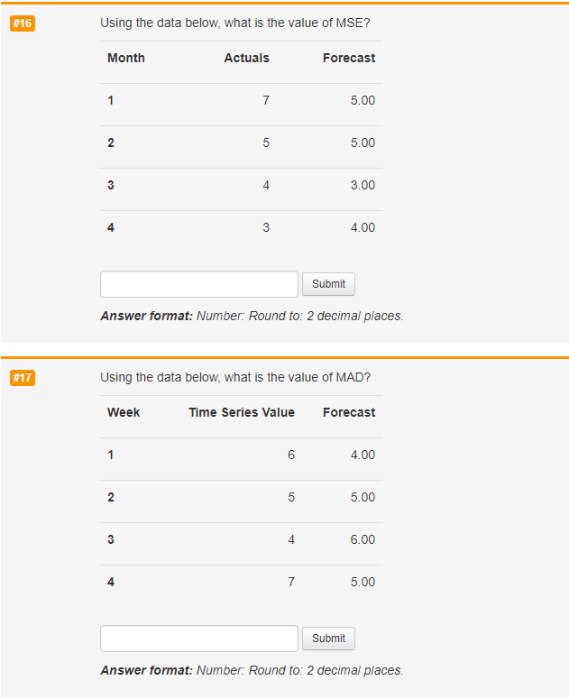 Solved Using the data below, what is the value of MSE? | Chegg.com